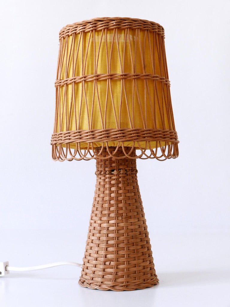 Set of Two Lovely Mid-Century Modern Rattan Wicker Table Lamps Germany ...