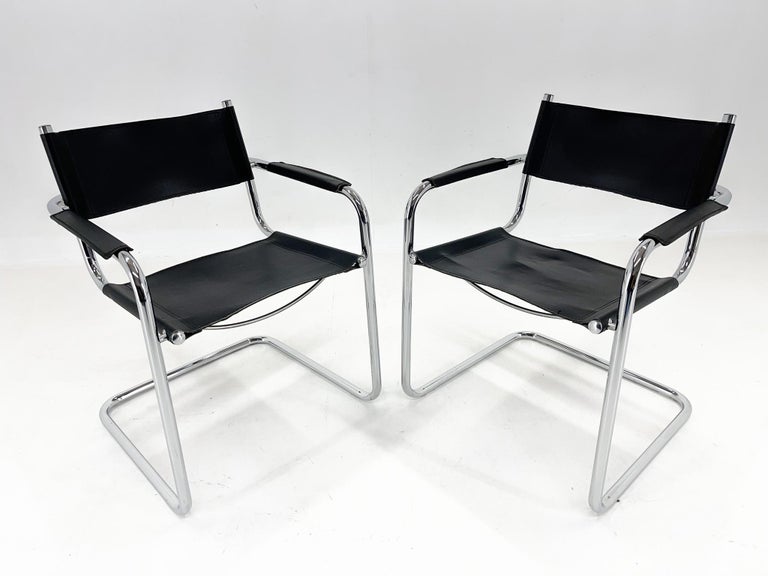 Set of Two Mart Stam Cantilever Chairs, Italy, Marked For Sale at 1stDibs