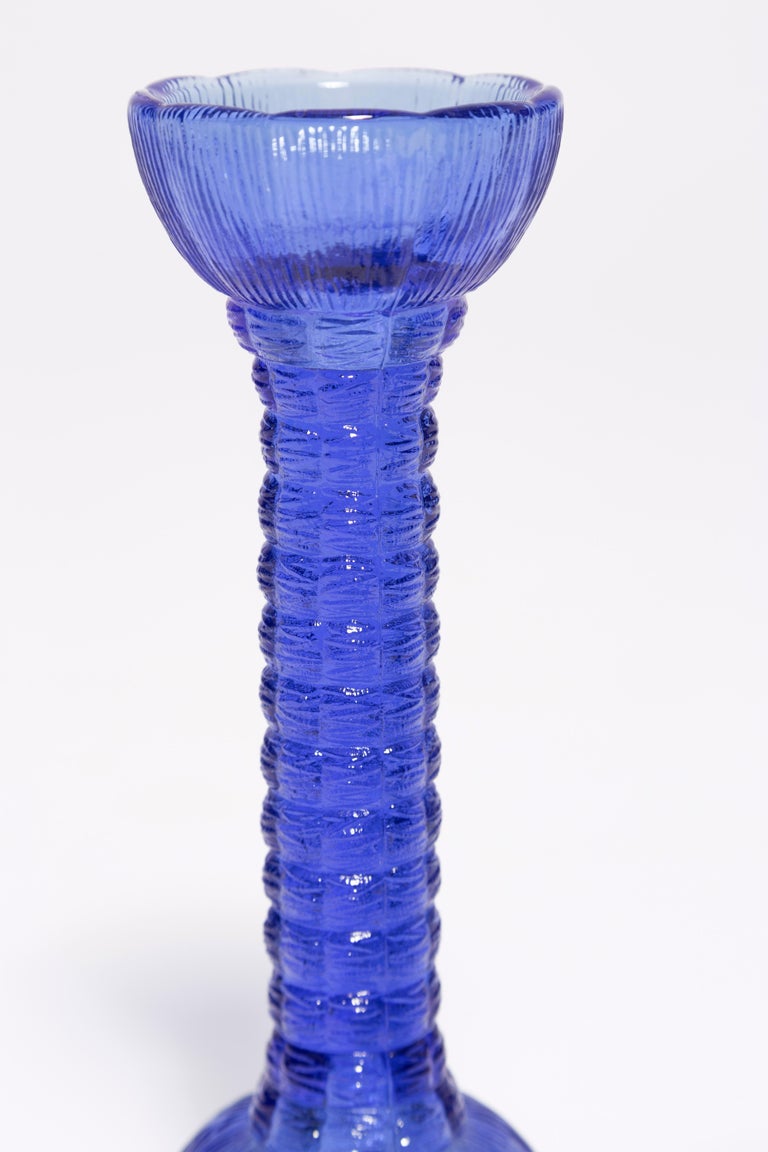 Set of Two Mid-Century Blue Glass Candlesticks, Europe, 1960s For Sale ...