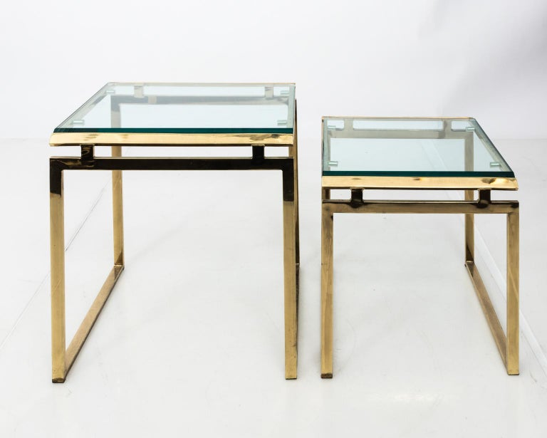 Set of Two Midcentury Brass Nesting Tables at 1stDibs