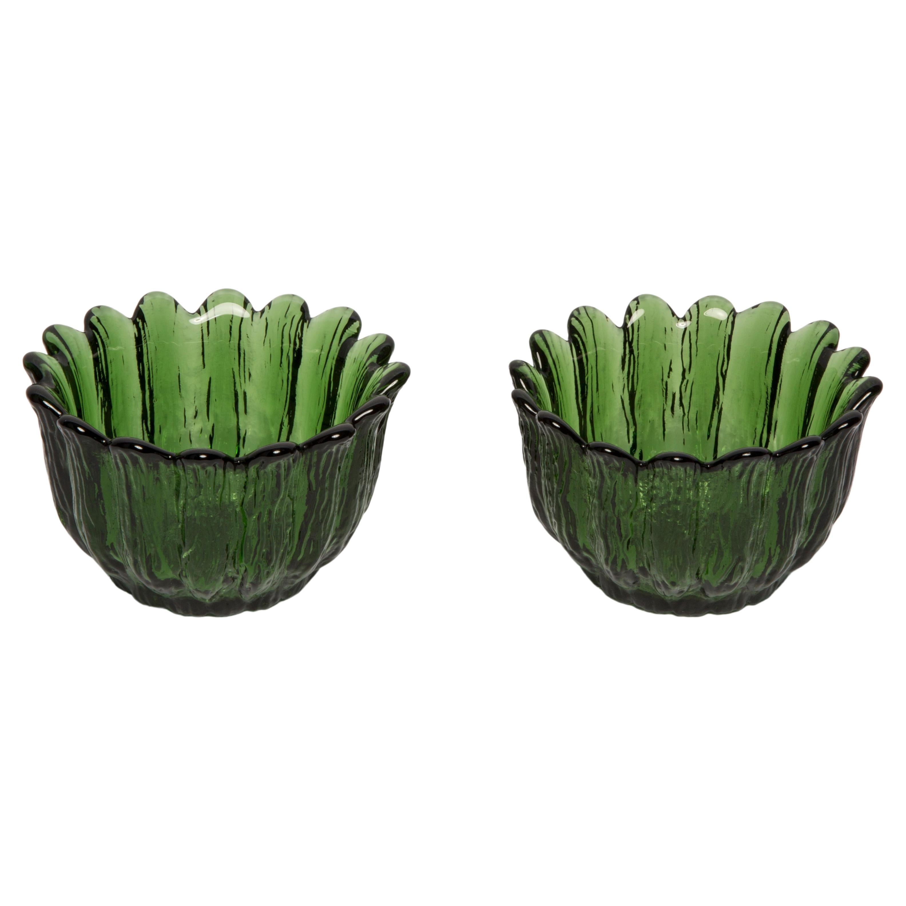 Set of Two Mid Century Crystal Green Glass Bowls, Italy, 1970s For Sale ...
