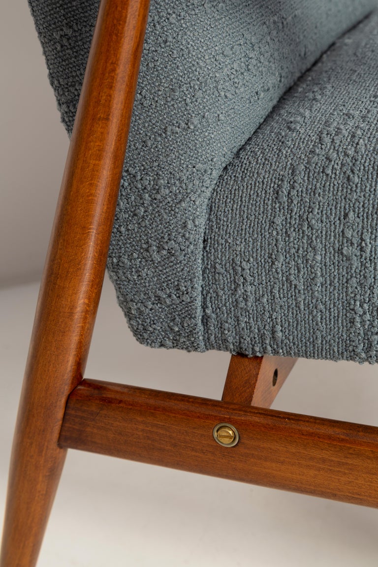 Set of Two Mid-Century Gray Blue Boucle Dante Armchairs, H. Lis, 1960s ...