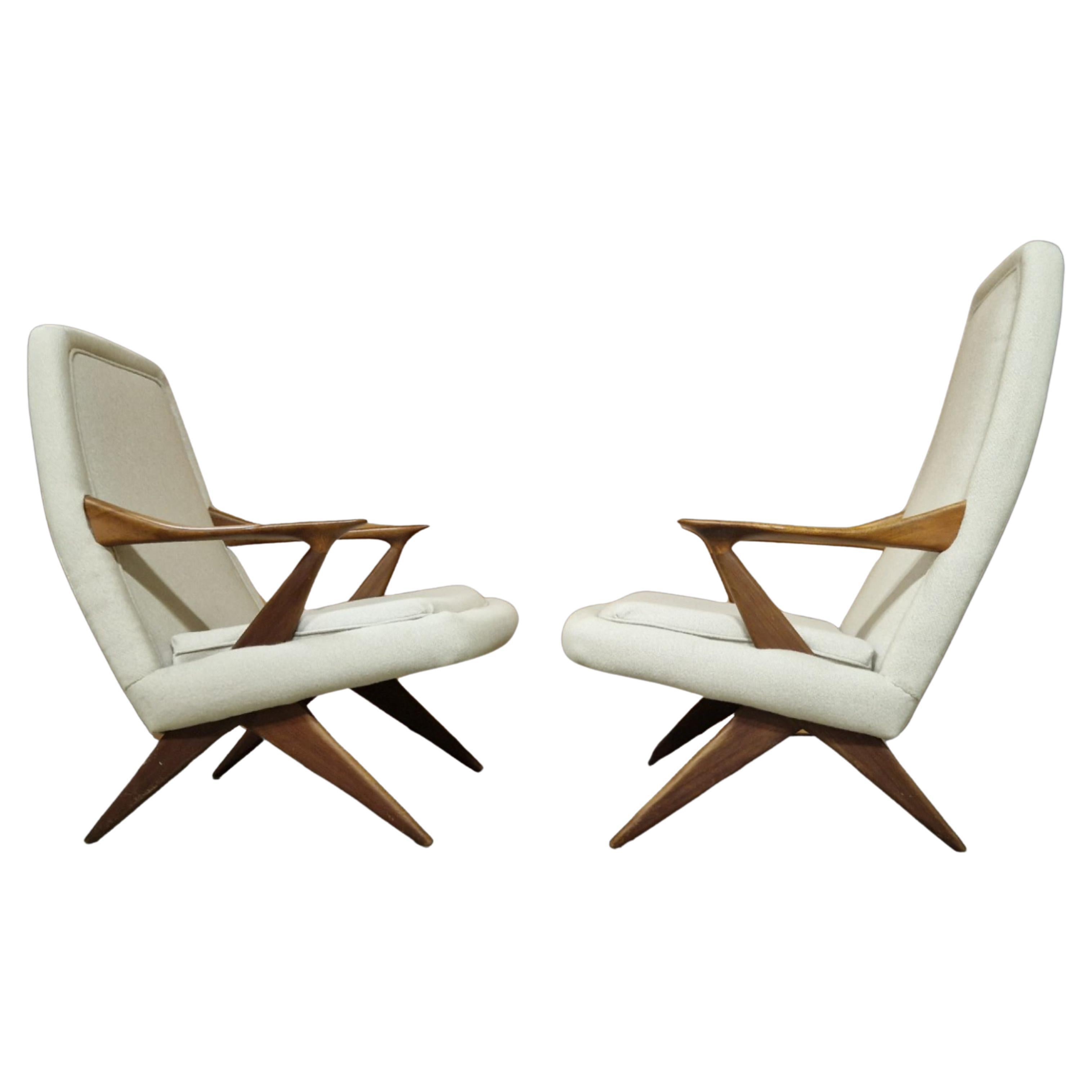Set of two mid century high and low back lounge chairs, Denmark 1960s ...