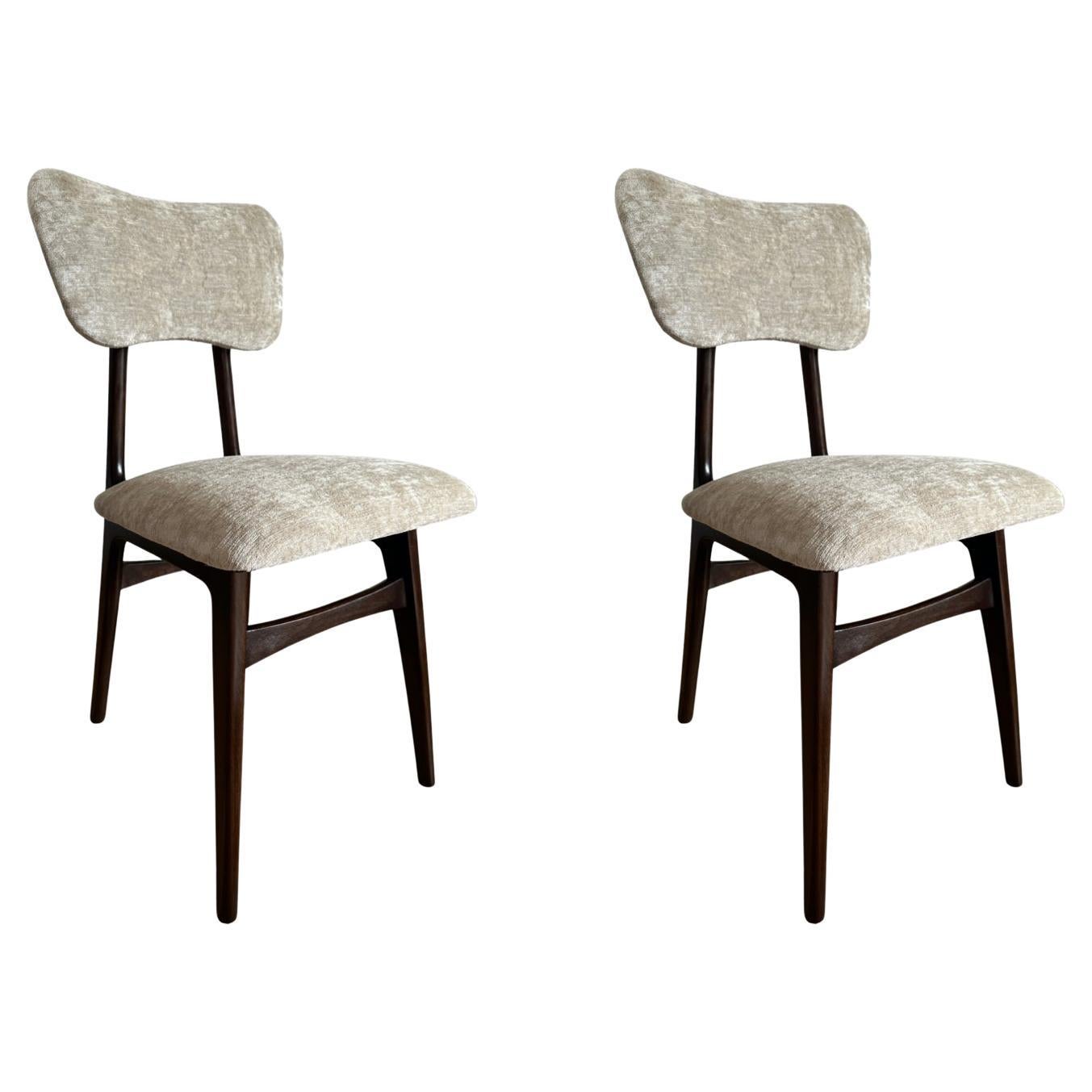 Set of Two Midcentury Dining Chairs, in Beige Velvet, Europe, 1960s For ...
