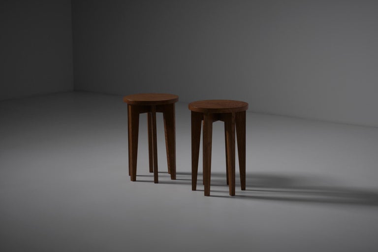 Set of Two ‘Multi Legged’ Stools in French Oak, 1950s For Sale at 1stDibs