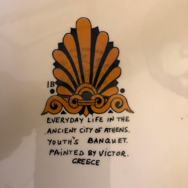 Set of Two Neoclassical Ceramic Greek Mural Plates at 1stDibs