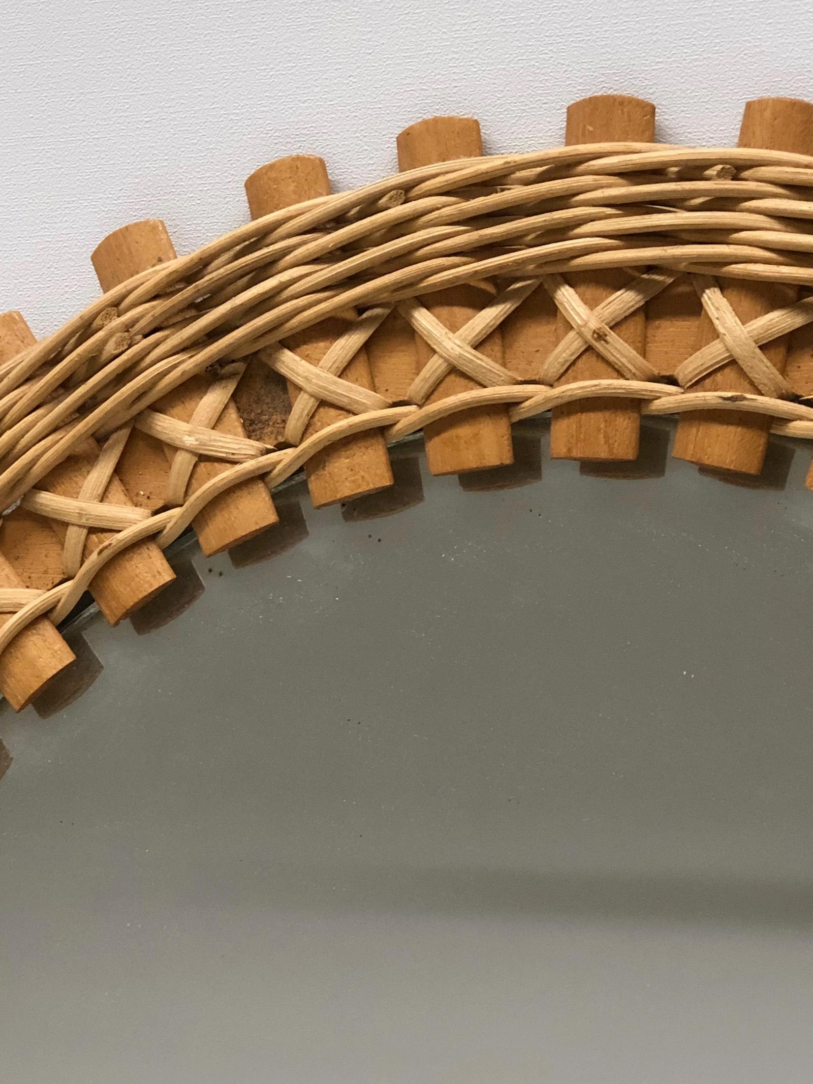 Set of Two Oval Midcentury Rattan Wicker Handcrafted Mirror, Germany ...