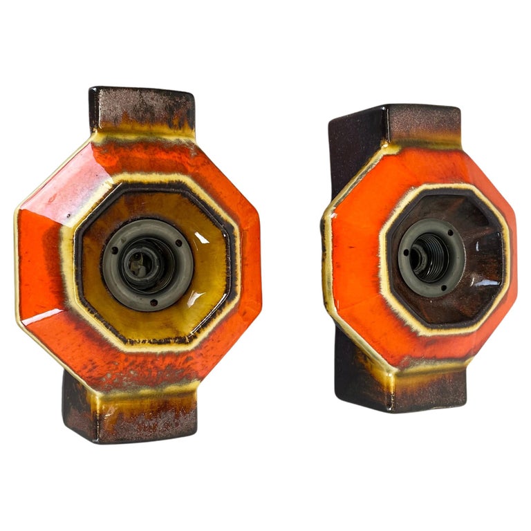 Set of Two "Pop Art" German Ceramic Fat Lava Wall Lights by Pan ...