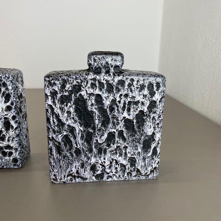 Set of Two Pottery Fat Lava Cubic Vases "Black-White" by Jopeko ...