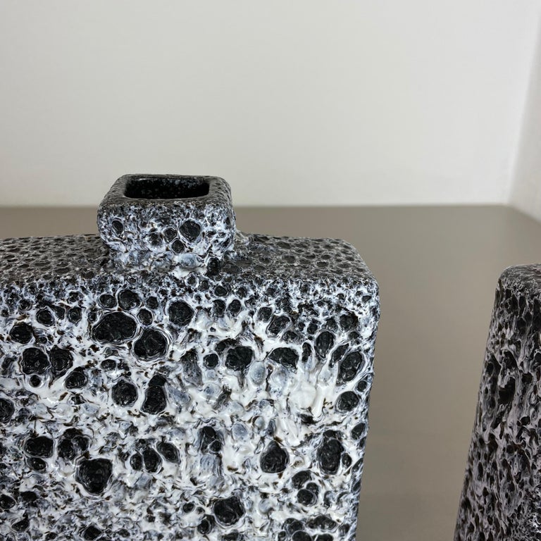 Set of Two Pottery Fat Lava Cubic Vases "Black-White" by Jopeko ...