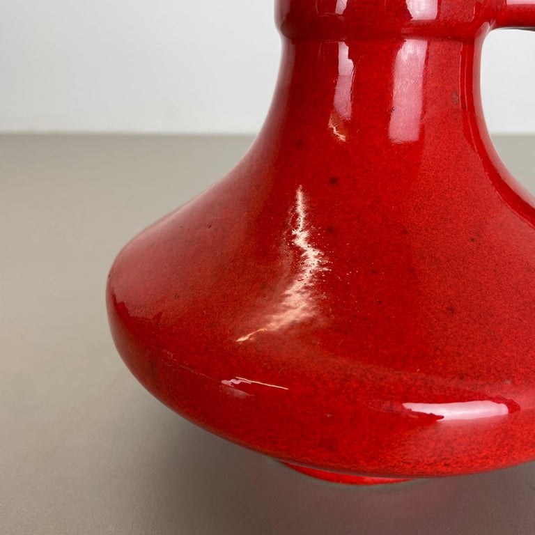 Set of Two Pottery Fat Lava UFO Vases "Red-Glaze" by Jopeko, Germany, 1970s For Sale at 1stDibs