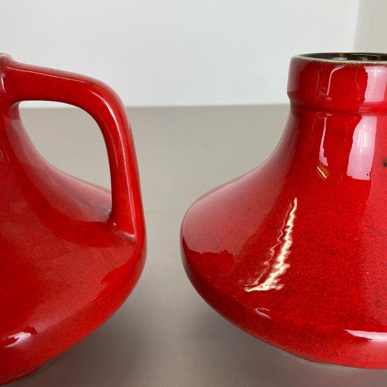 Set of Two Pottery Fat Lava UFO Vases "Red-Glaze" by Jopeko, Germany ...