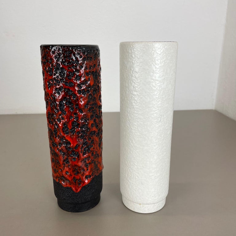 Set of Two Pottery Fat Lava Vases "Black-red-white" by Jopeko, Germany ...