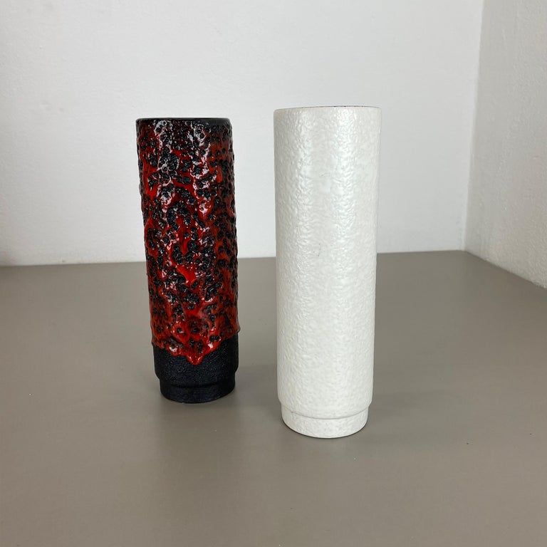 Set of Two Pottery Fat Lava Vases "Black-red-white" by Jopeko, Germany ...
