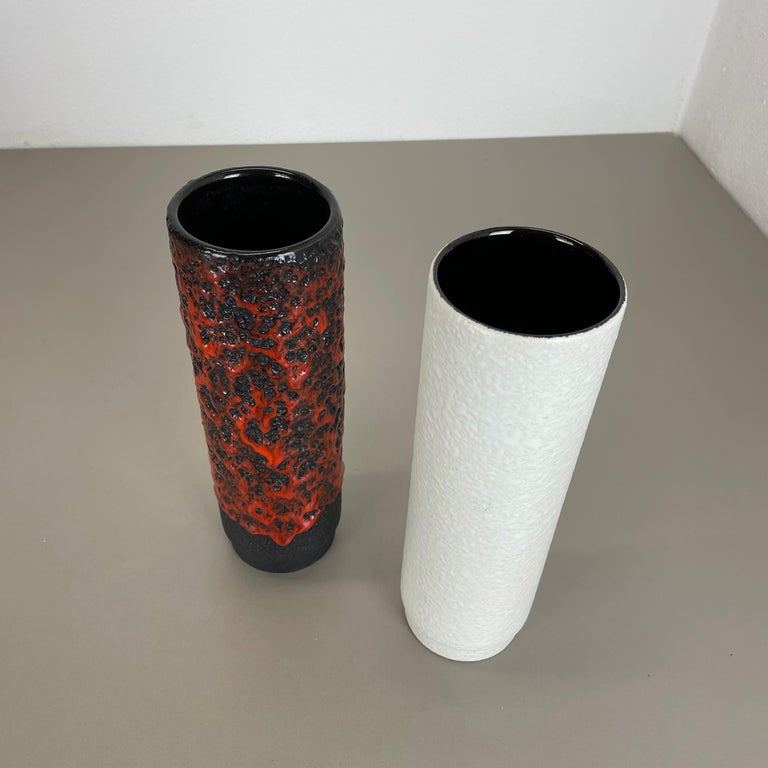 Set of Two Pottery Fat Lava Vases "Black-red-white" by Jopeko, Germany ...