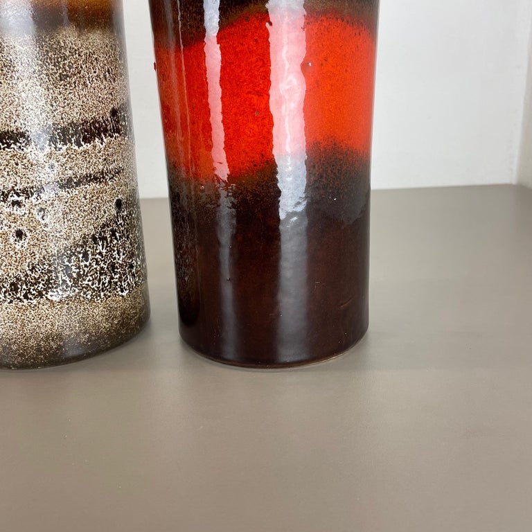 Set of Two Pottery Fat Lava Vases "Multi-Color" by Scheurich, Germany ...