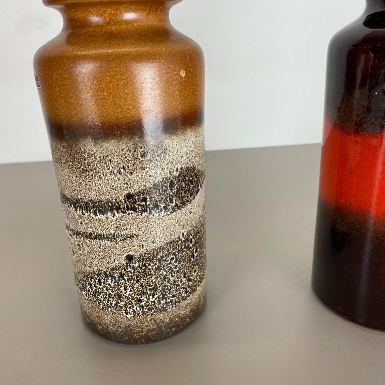 Set of Two Pottery Fat Lava Vases "Multi-Color" by Scheurich, Germany ...