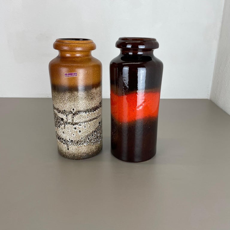 Set of Two Pottery Fat Lava Vases "Multi-Color" by Scheurich, Germany ...