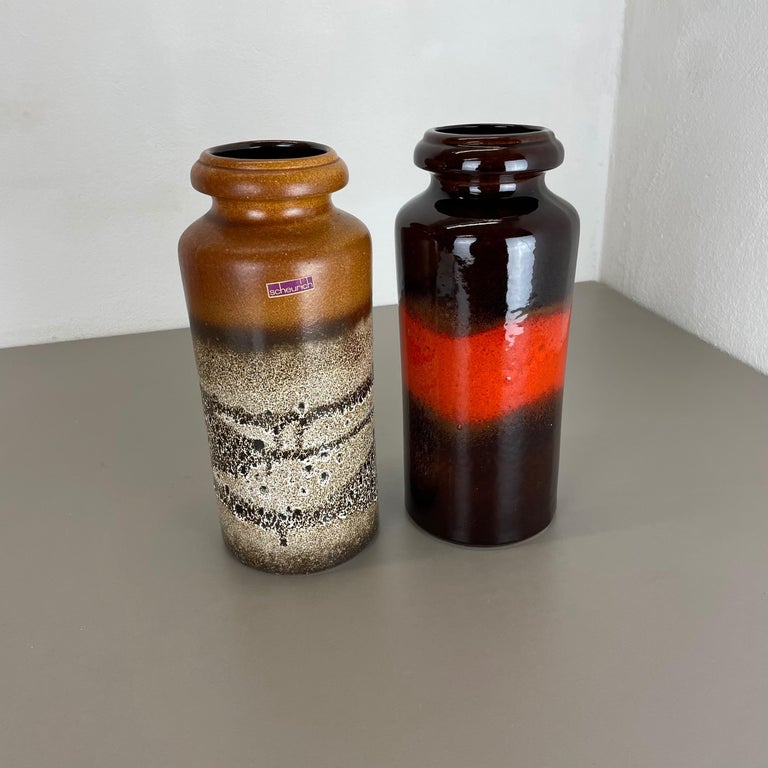 Set of Two Pottery Fat Lava Vases "Multi-Color" by Scheurich, Germany ...