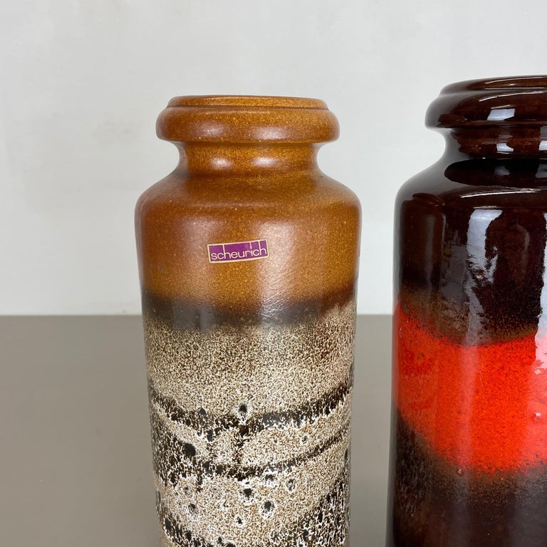 Set of Two Pottery Fat Lava Vases "Multi-Color" by Scheurich, Germany ...