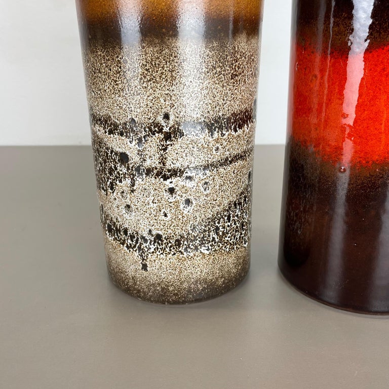 Set of Two Pottery Fat Lava Vases "Multi-Color" by Scheurich, Germany ...