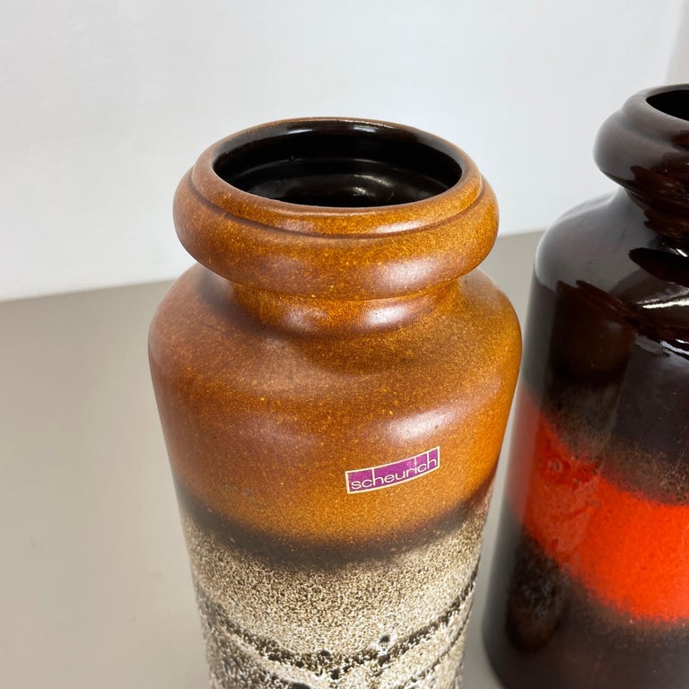 Set of Two Pottery Fat Lava Vases "Multi-Color" by Scheurich, Germany ...