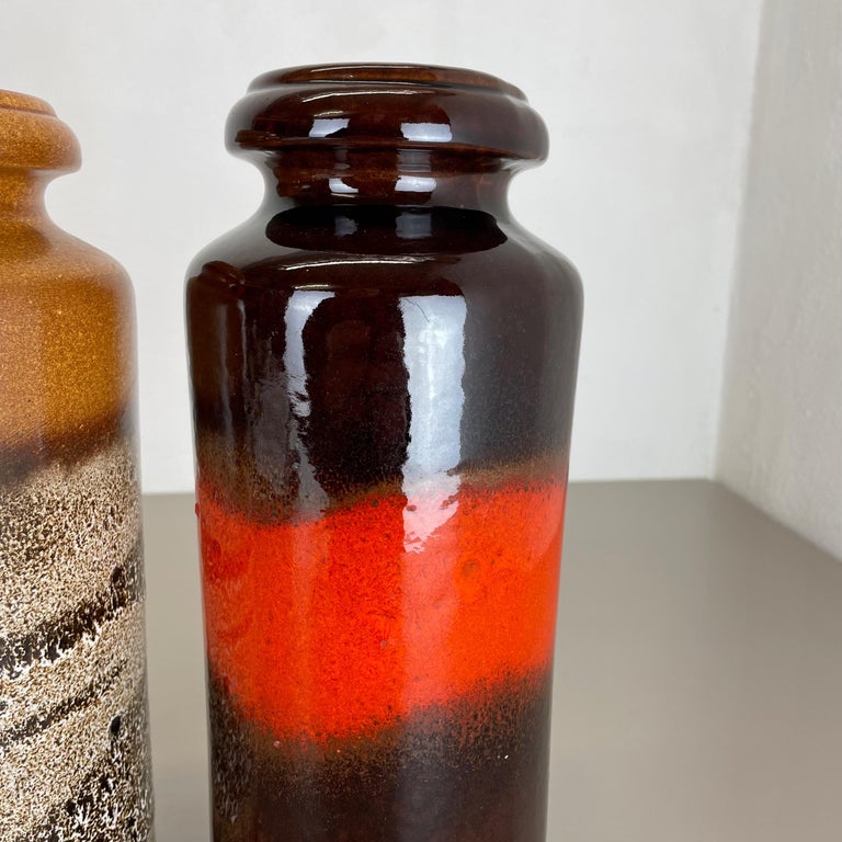 Set of Two Pottery Fat Lava Vases "Multi-Color" by Scheurich, Germany ...