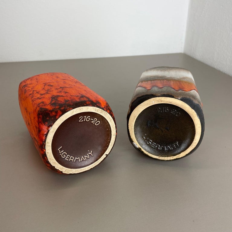 Set of Two Pottery Fat Lava Vases "Orange" by Scheurich, Germany, 1970s ...