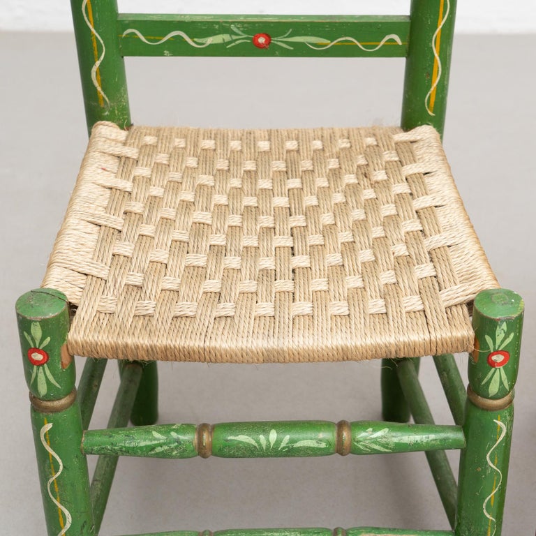 Set of Two Rustic Traditional Hand-Painted Wood Chairs, circa 1940 For ...