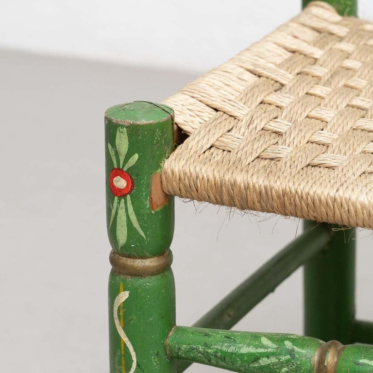 Set of Two Rustic Traditional Hand Painted Wood Chairs, circa 1940 For ...