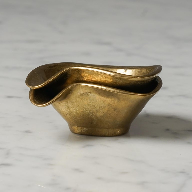 Set of Two Scandinavian Modern Nesting Brass Ashtrays from the, Mid ...