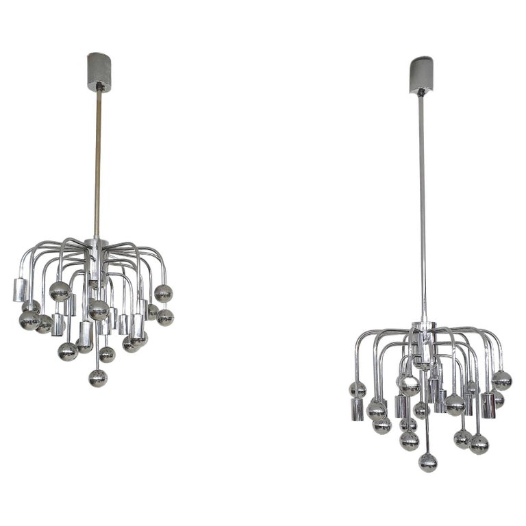 Set of Two Silver Globes "Sputnik" Design Lights For Sale at 1stDibs