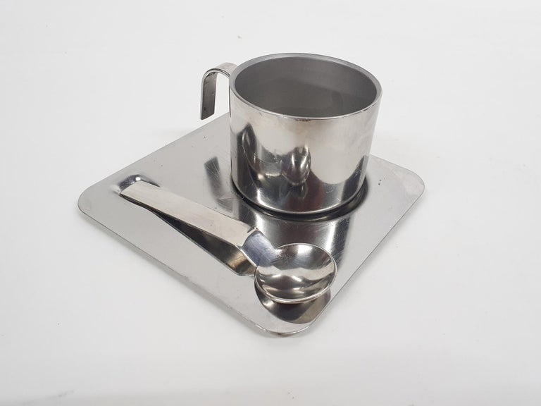 Set of two stainless steel Inox coffee cups by Guido Bergna, Italy 1970 ...