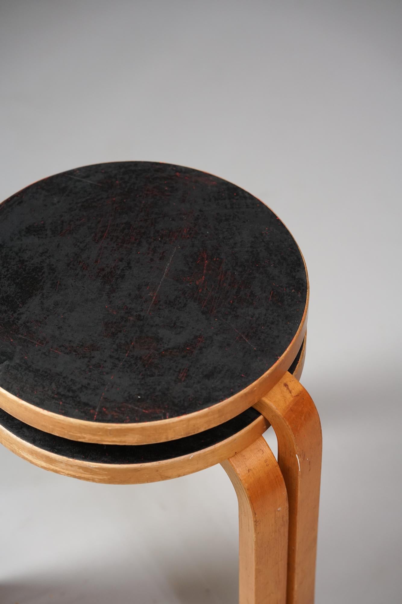 Set of Two Stool model 60, Alvar Aalto, Artek, 1950s For Sale at 1stDibs