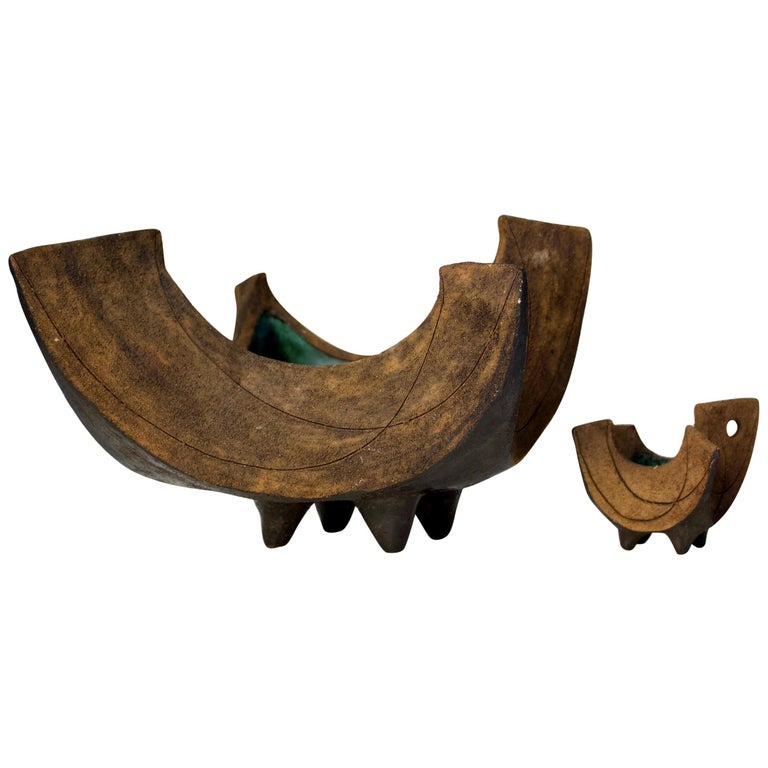 Set of Two Studio Ceramic Sculptures or Vessels by Clive Brooker For ...