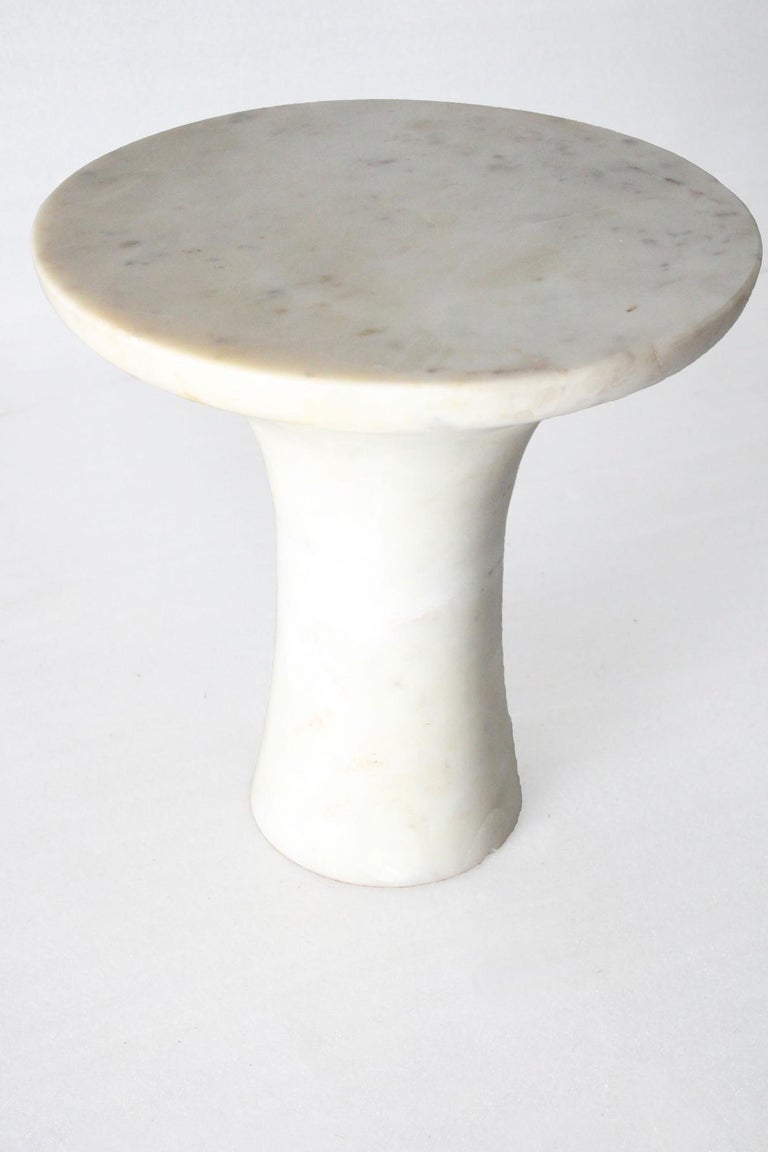 Set of Two Tabla Tables in White Marble Handcrafted in India by Paul ...