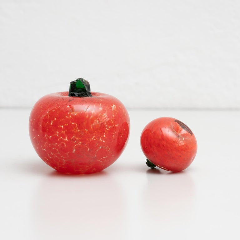 Set of Two Tomato Murano Glass Figures, circa 1970 For Sale at 1stDibs