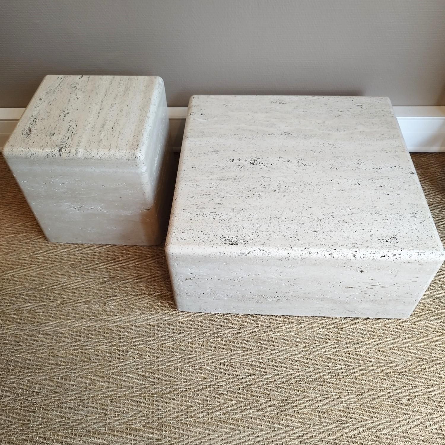 Set of two travertine blocks, 1970 For Sale at 1stDibs
