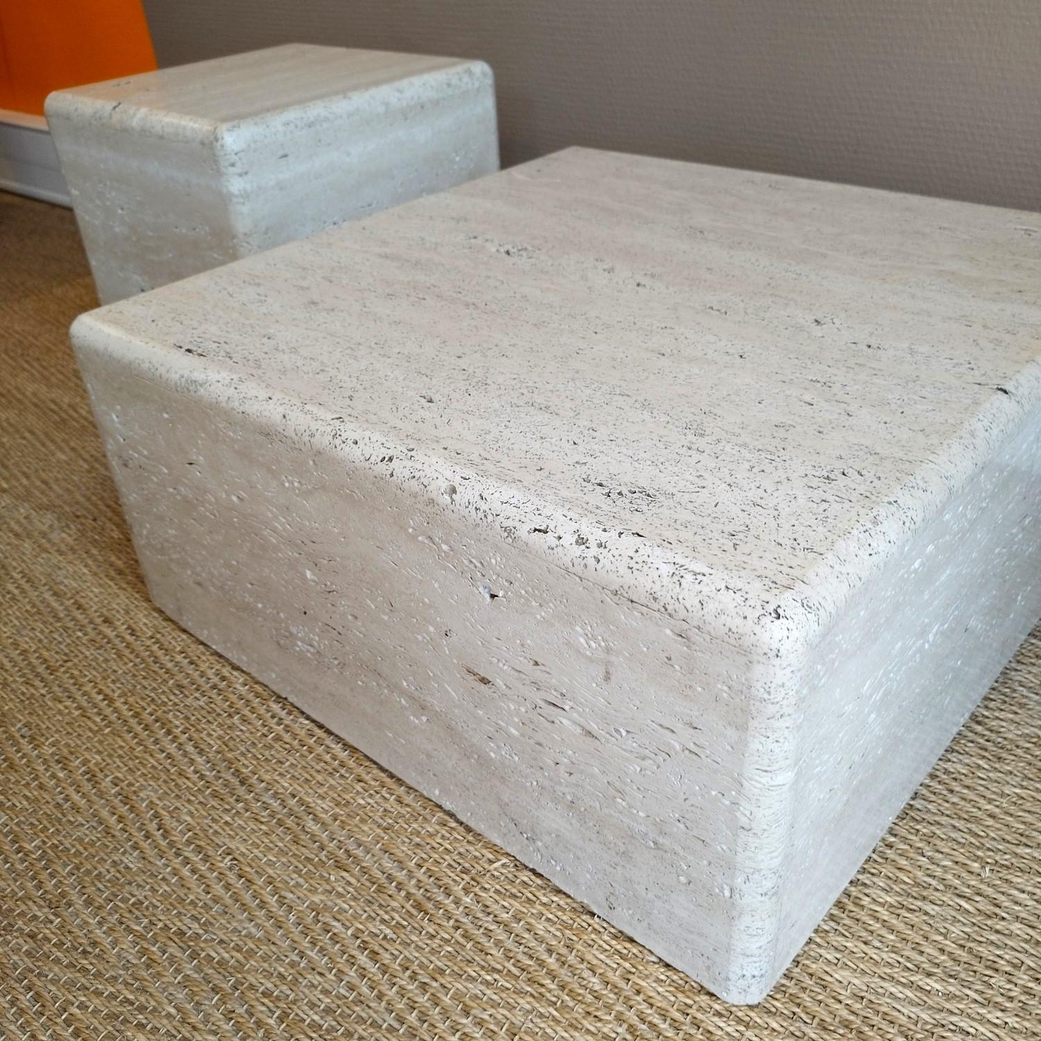 Set of two travertine blocks, 1970 For Sale at 1stDibs