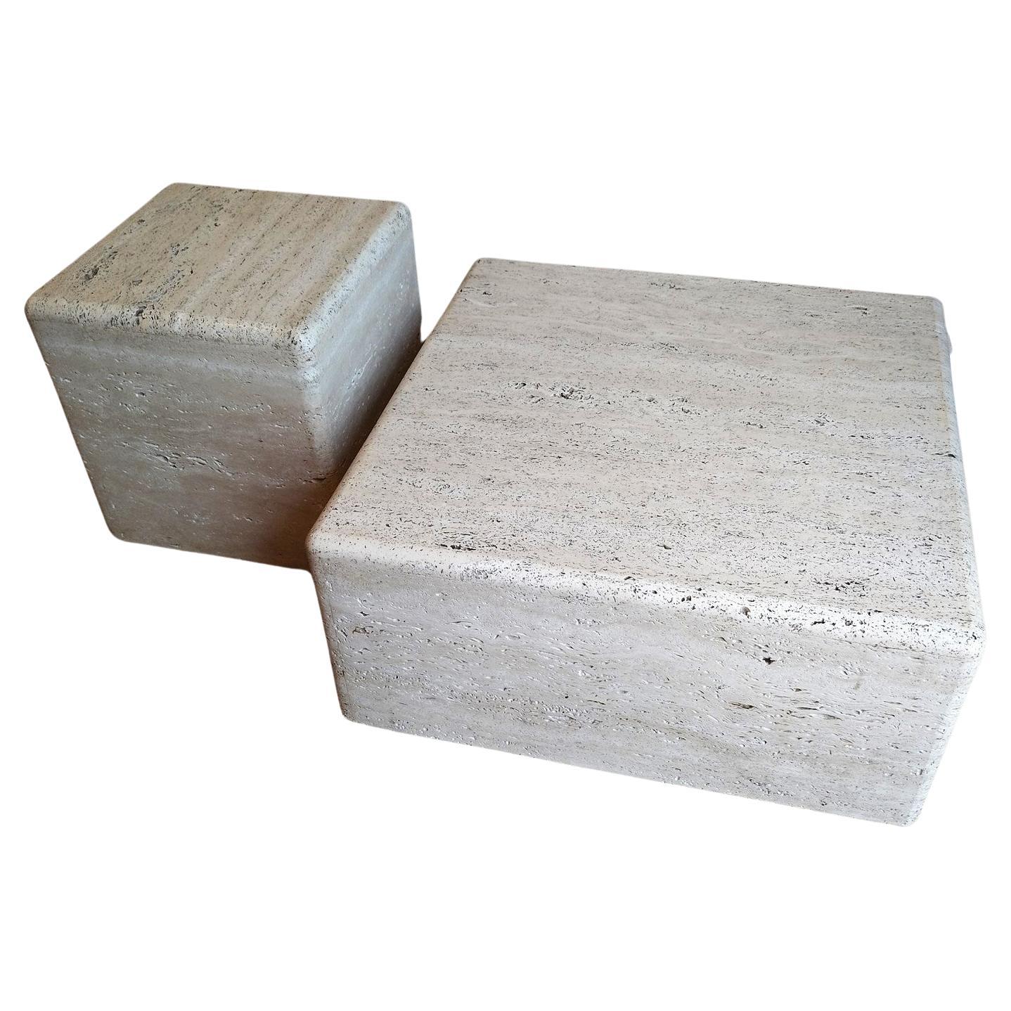 Set of two travertine blocks, 1970 For Sale at 1stDibs