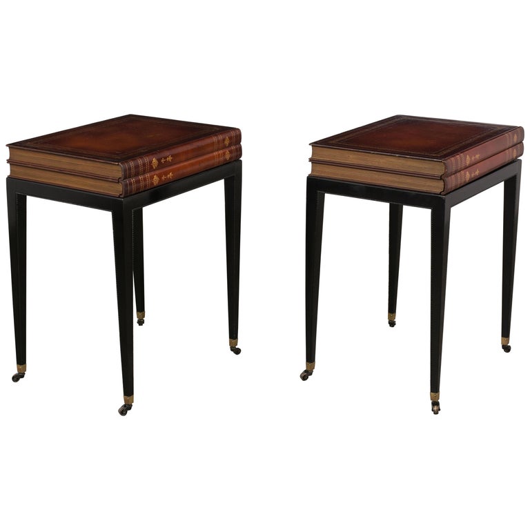 Set of Two Unique Book Design Side Tables in Regency Style at 1stDibs