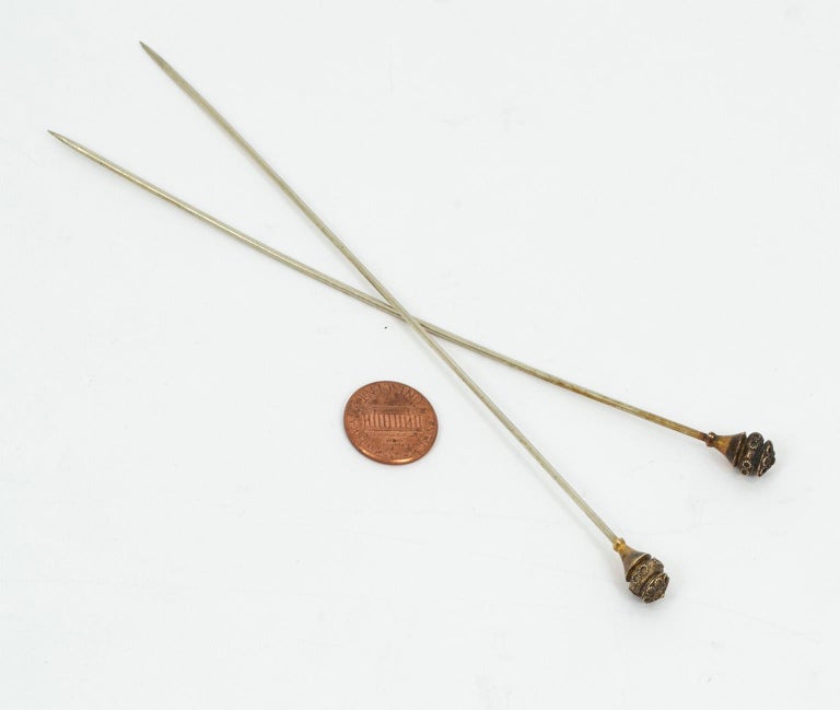 Set of Two Victorian Aesthetic Movement Moorish Brass Acorn Hat Pins ...