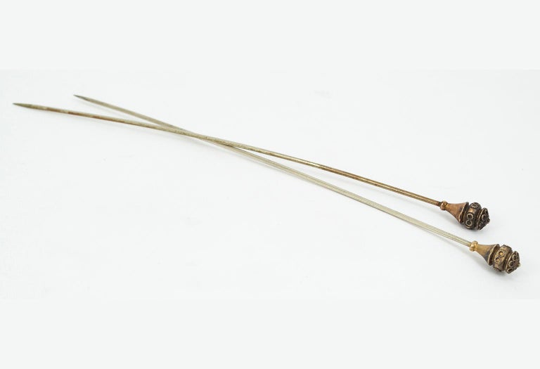 Set of Two Victorian Aesthetic Movement Moorish Brass Acorn Hat Pins ...