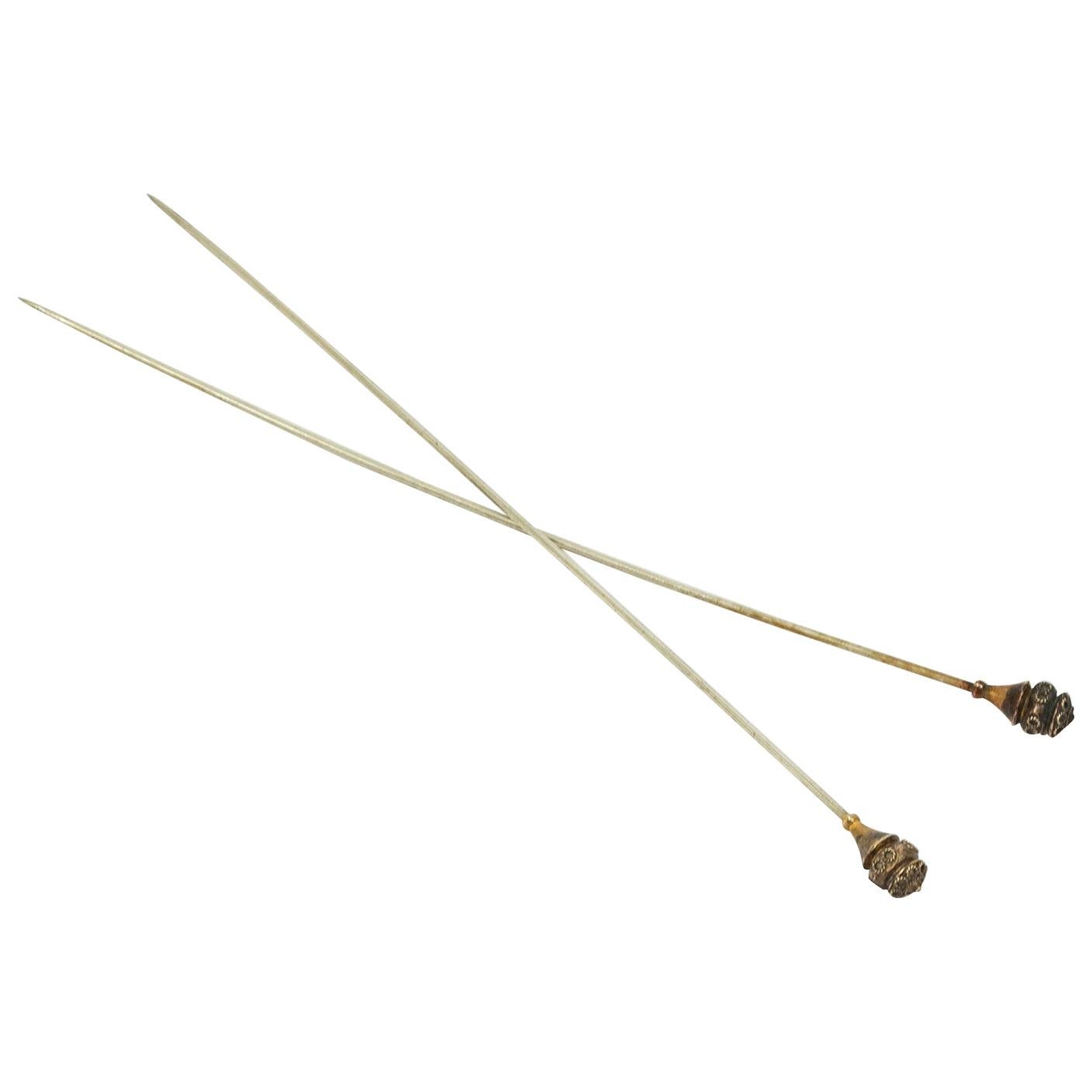 Set of Two Victorian Aesthetic Movement Moorish Brass Acorn Hat Pins ...