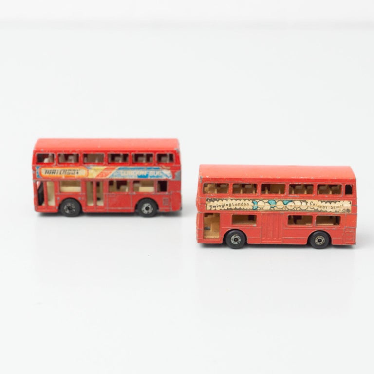 Set of Two Vintage London Bus Match Box Car Toys, circa 1960 For Sale ...