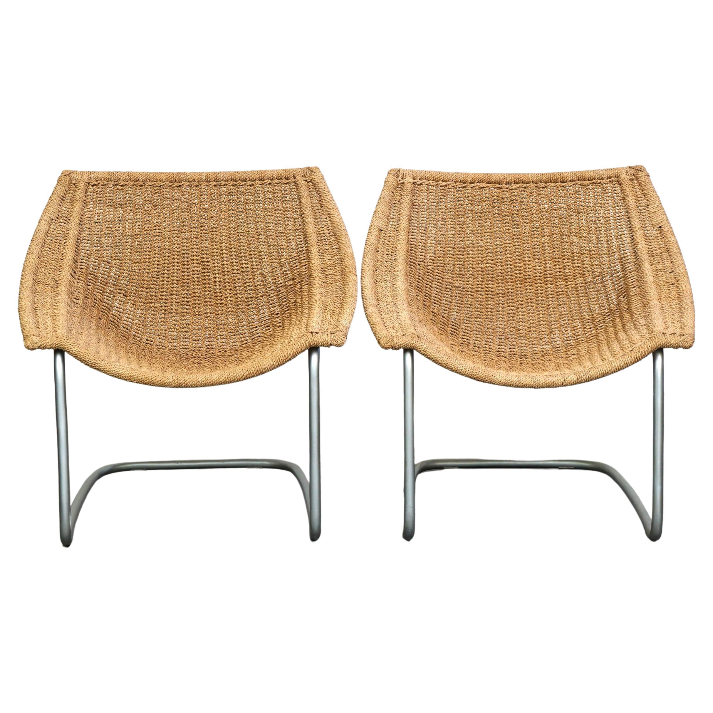 Set of two vintage design chairs by Franco Albini for Tecta, chrome and ...