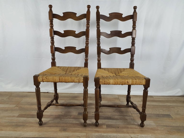Set of Two Woven Straw Chairs For Sale at 1stDibs