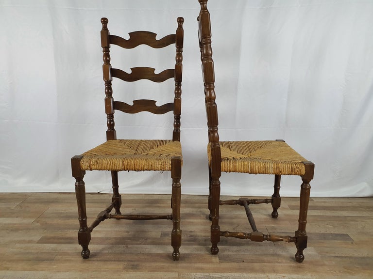 Set of Two Woven Straw Chairs For Sale at 1stDibs