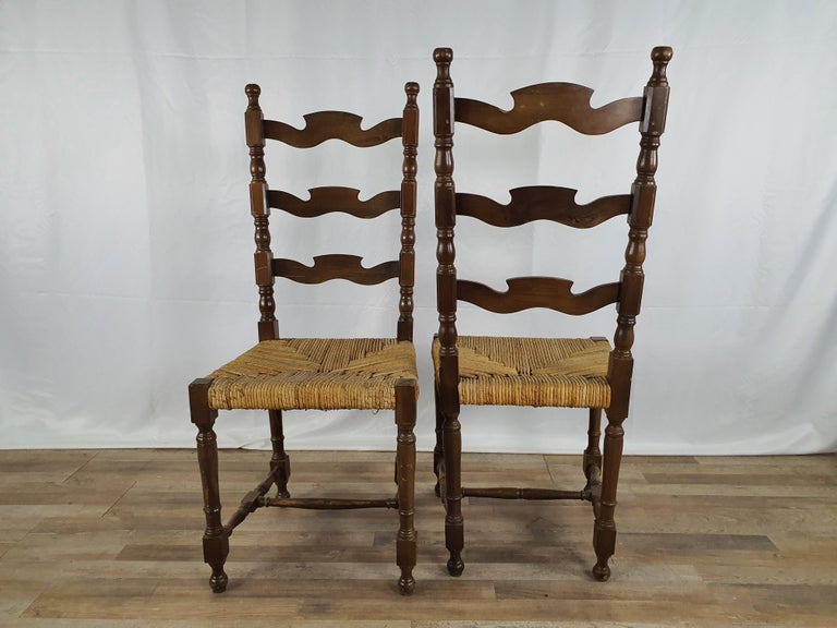 Set of Two Woven Straw Chairs For Sale at 1stDibs