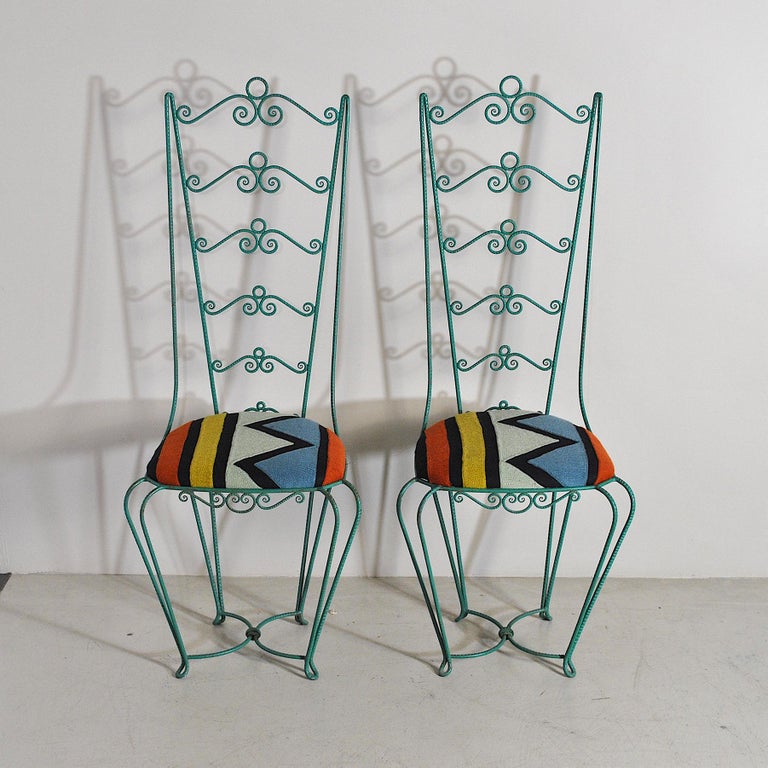 Set of Two Wrought Iron Chairs from the Sixties For Sale at 1stDibs